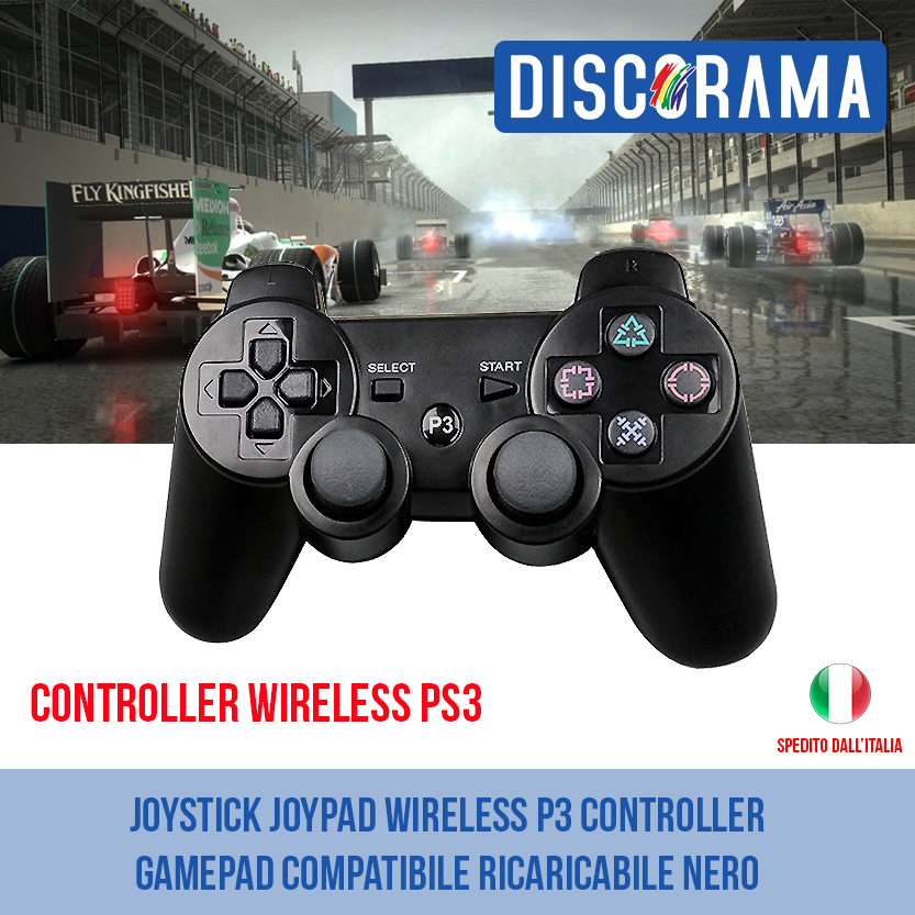 JOYSTICK JOYPAD WIRELESS PS3 CONTROLLER GAMEPAD COMPATIBILE RICARICABILE NERO DISCORAMA.IT elettronica musica videogames DVD e tanto altro